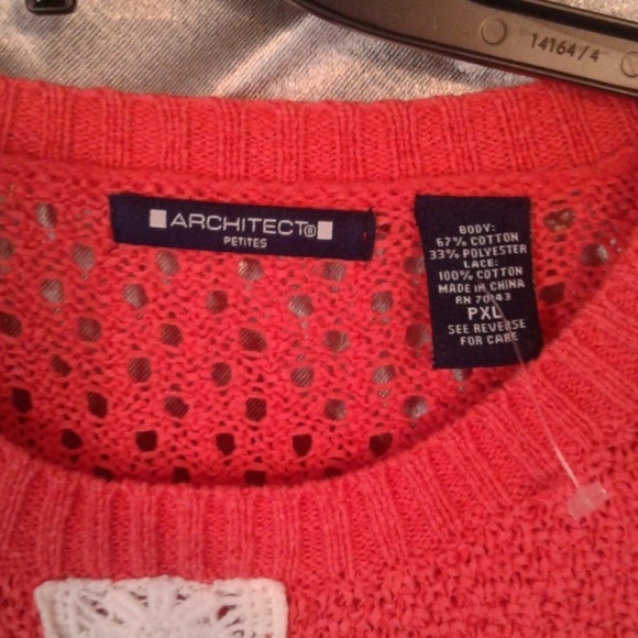 Architect | Tops | Architect Orange And White Lace Sweater | Poshmark
